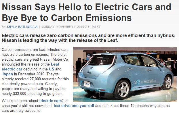 Nissan Cars No Longer Generate Carbon Emissions | Real Climate Science