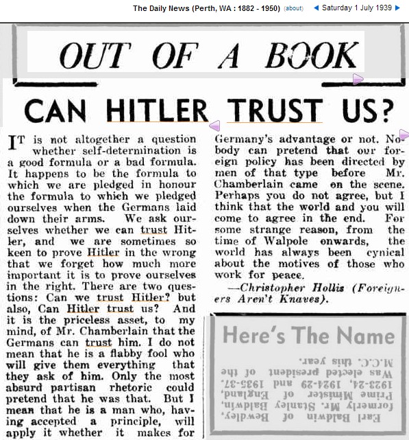 1939 : Press Worried That We Didn’t Deserve Hitler’s Trust | Real ...