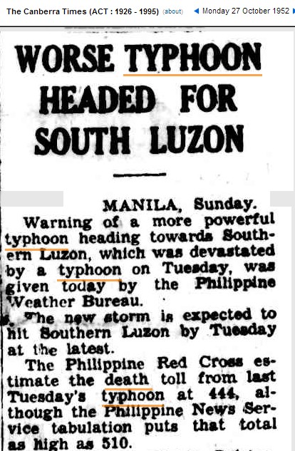1952 : Philippines Hit By Two Devastating Typhoons In A Week | Real ...